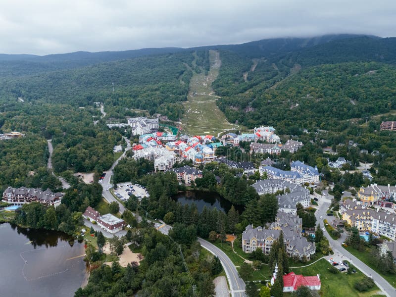 The Ski Resort in the Summer. Mont-Tremblant, Quebec, Canada. Drone ...