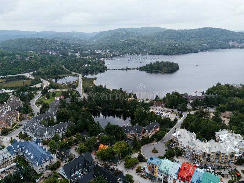 The Ski Resort in the Summer. Mont-Tremblant, Quebec, Canada. Drone ...