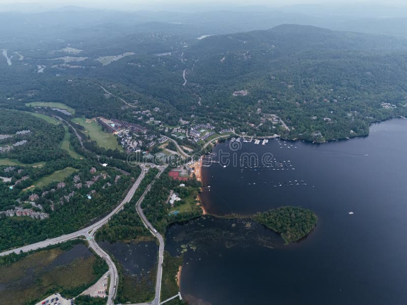 The Ski Resort in the Summer. Mont-Tremblant, Quebec, Canada. Drone ...