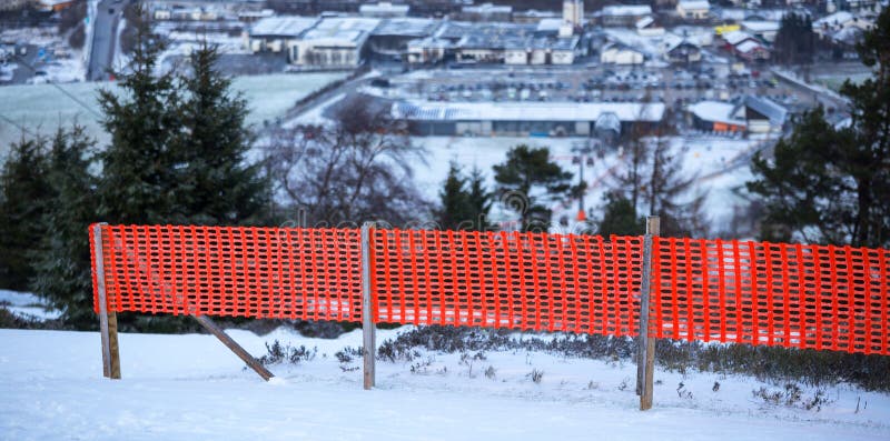 Ski Safety Fence in the Winter Stock Photo - Image of sports, fence ...