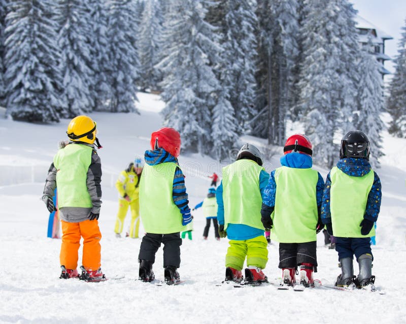 Ski School for Kids on Polygon Stock Photo - Image of skier, seasonal ...
