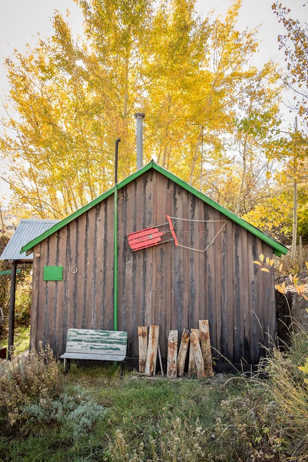 Ski Shed in the Fall stock image. Image of rustic, grass - 190727643