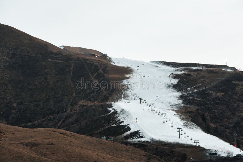 Ski Slope with Artificial Snow only Stock Image - Image of business ...