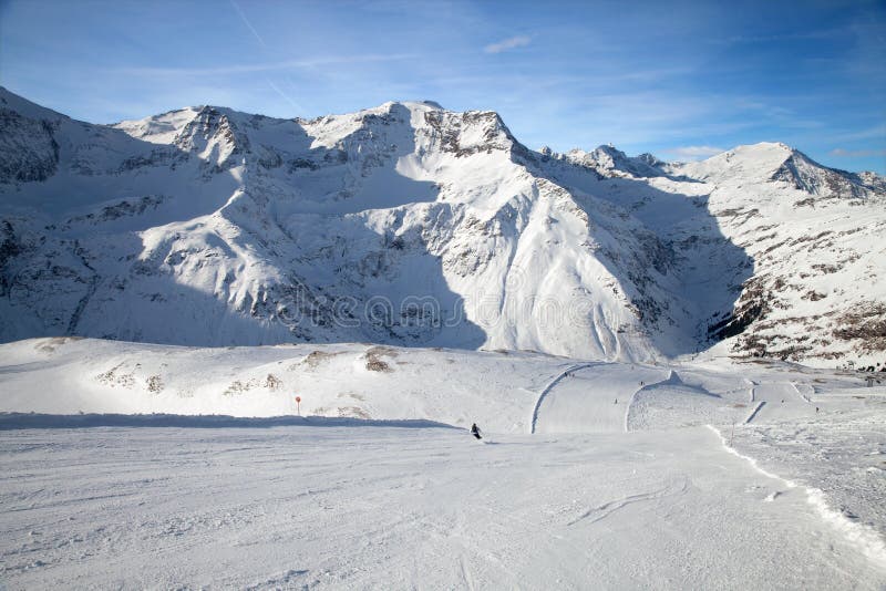 Ski Slope in European Mountain Stock Image - Image of skier, gastein ...