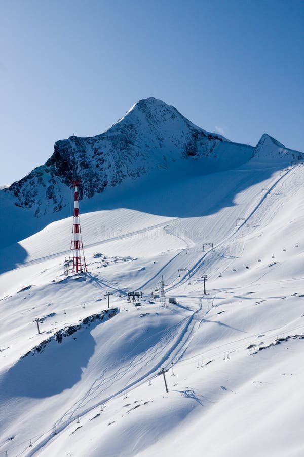 Ski slope in high alps stock image. Image of mountain - 11853687
