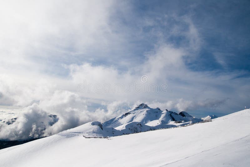 Ski on the Slope of the Ridge Aibga Stock Photo - Image of countryside ...