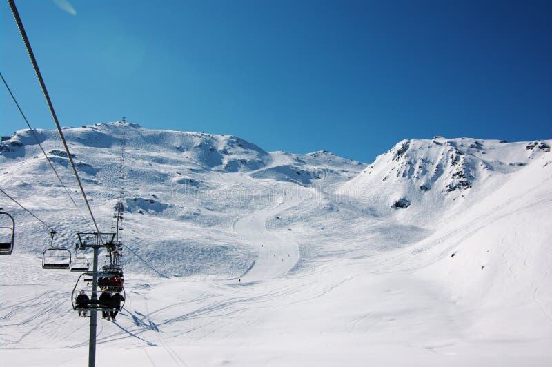 Ski slopes in French Alps stock image. Image of vallees - 23793767