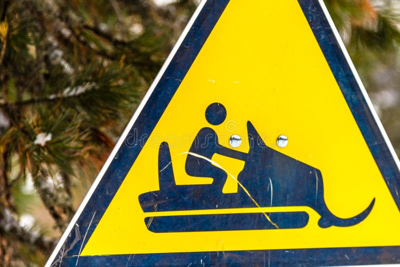 Ski snowmobiles signboard stock image. Image of europe - 171475045