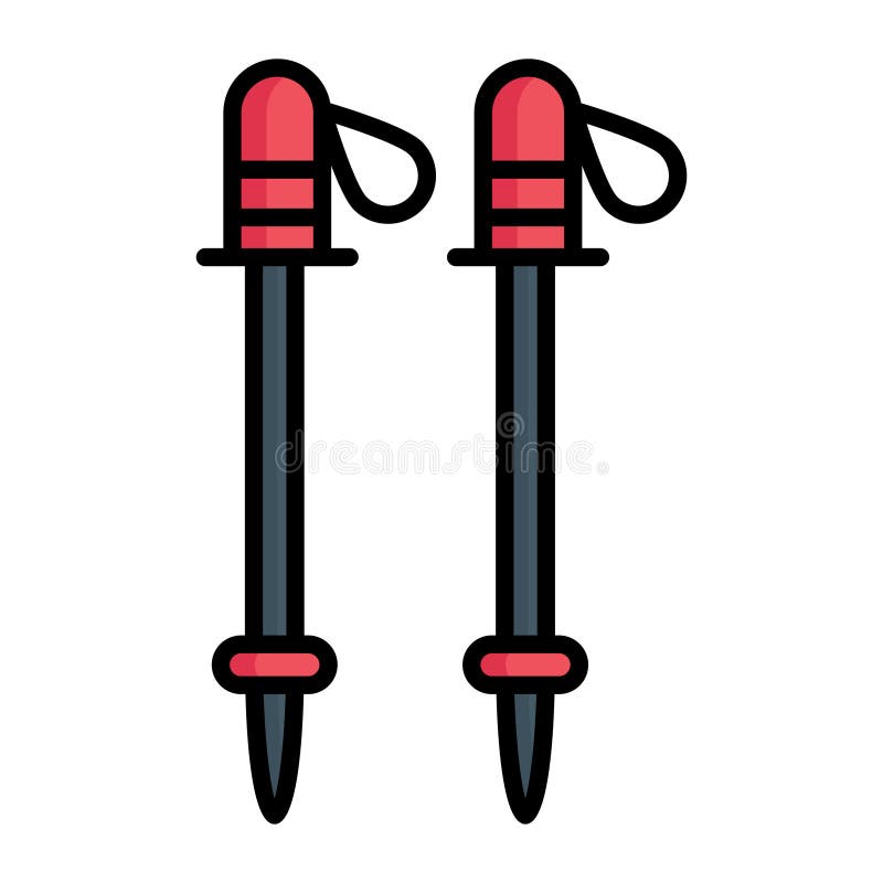 Ski Sticks Vector Icon in Modern Style, Hiking Sticks Stock Vector ...