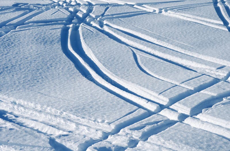 Ski and snowboard tracks stock image. Image of route - 19246155