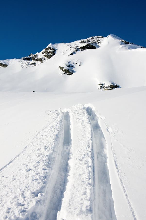 Ski tracks on a mountain stock image. Image of powder - 17943963