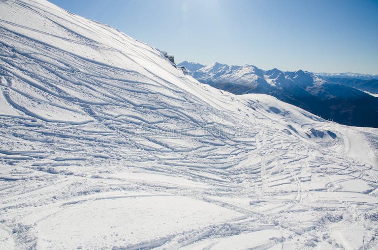 Ski tracks stock image. Image of alps, freeride, snowboard - 47336895