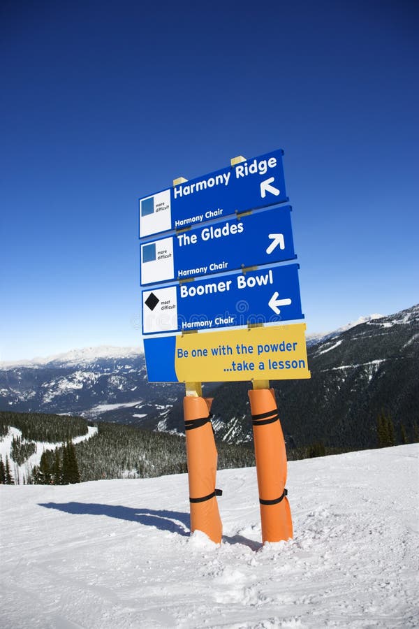 Ski trail direction signs. stock photo. Image of tourism - 2037674