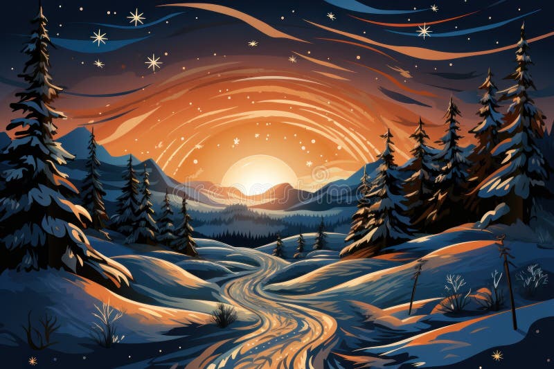 Ski Trail Patterns - Generative AI Stock Illustration - Illustration of ...