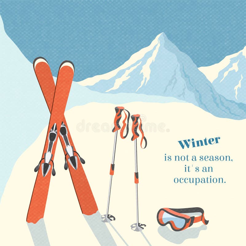 Vintage Pin-up Girl Skiing Poster Stock Vector - Illustration of adult ...