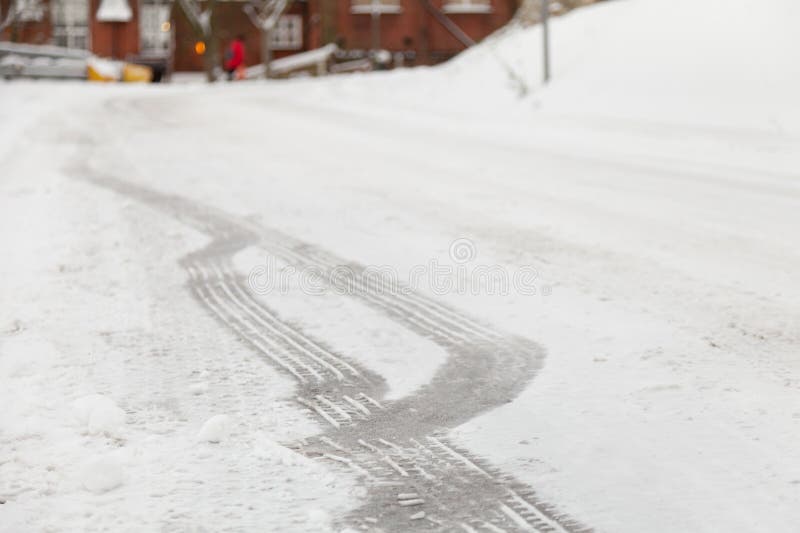 Skid Marks in Snow stock photo. Image of white, tracks, dangerous - 43546