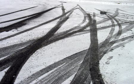 Skid Marks in Snow stock photo. Image of white, tracks, dangerous - 43546