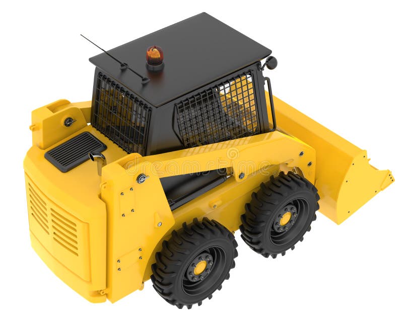 Skid Steer Loader Isolated on Background. 3d Rendering - Illustration Stock Illustration ...