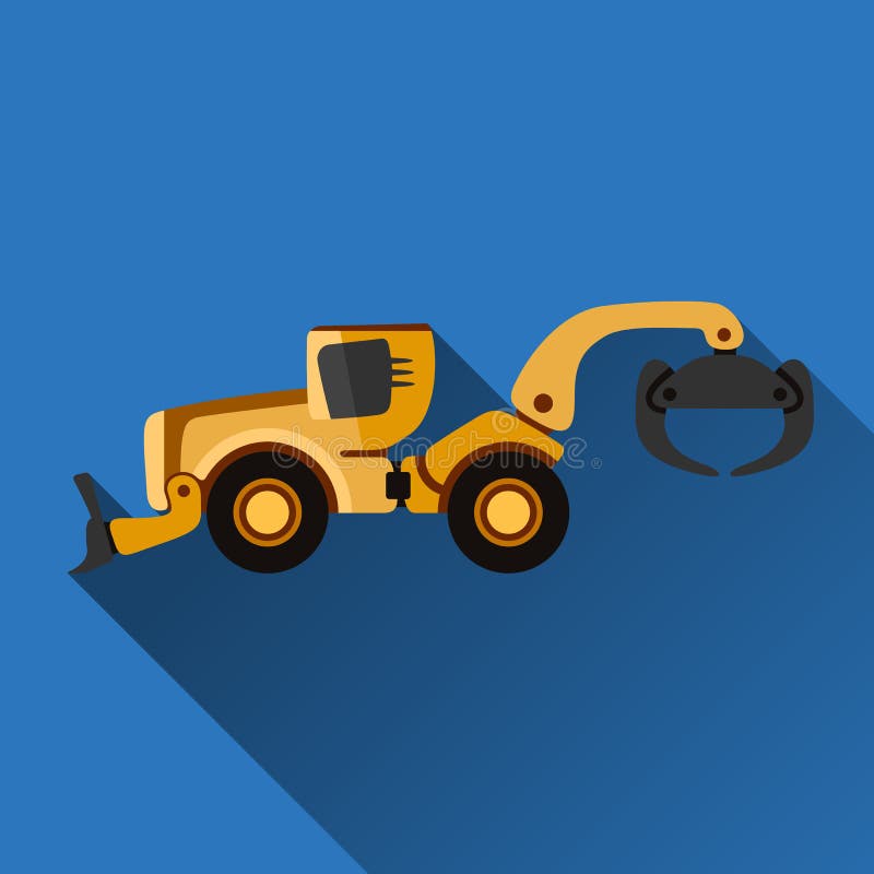 Skidder flat icon stock vector. Illustration of hydraulic - 54726843
