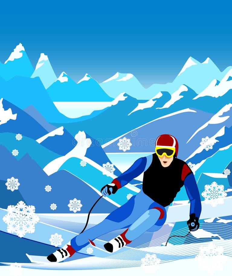Skier Downhill Track Stock Illustrations – 449 Skier Downhill Track ...