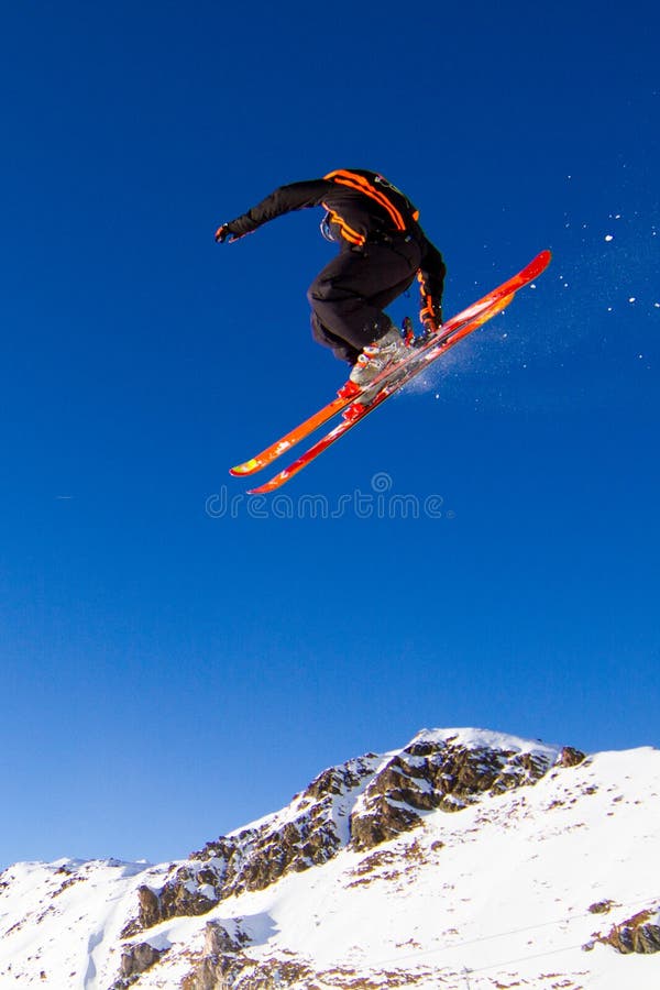 Skier in the air stock photo. Image of view, jumping - 37539290