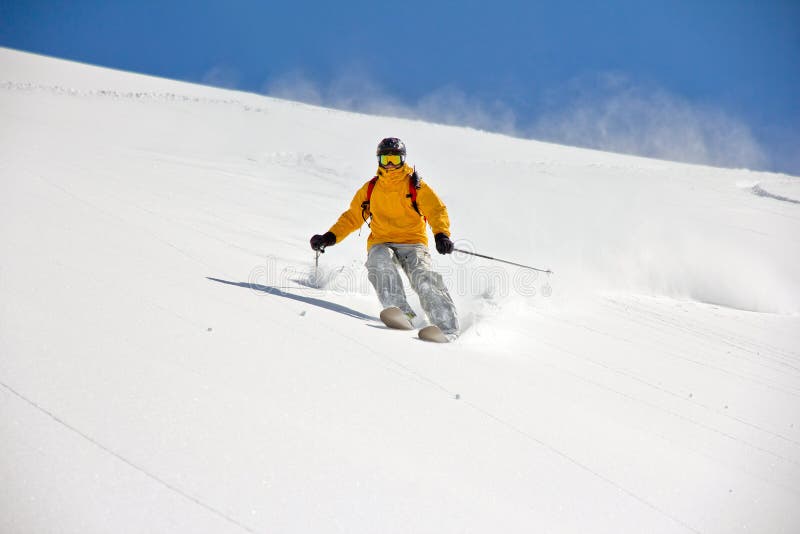 Skier in Deep Powder, Extreme Freeride Editorial Stock Image - Image of ...