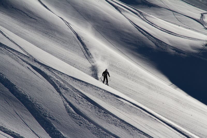 Skier in Deep Powder, Extreme Freeride Stock Image - Image of cool ...