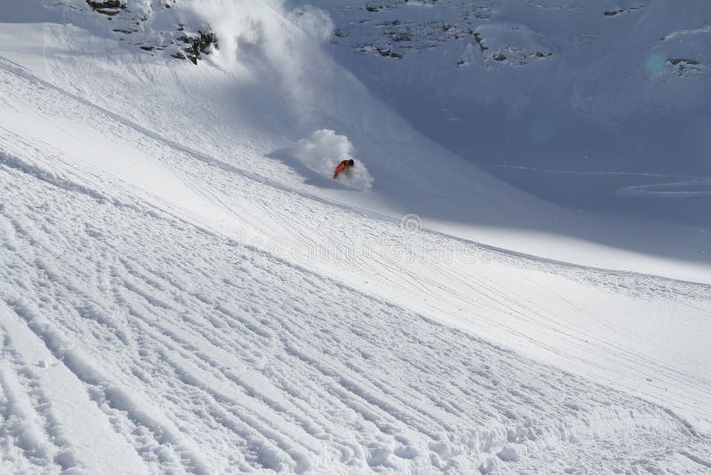 Skier in Deep Powder, Extreme Freeride Stock Photo - Image of freerider ...