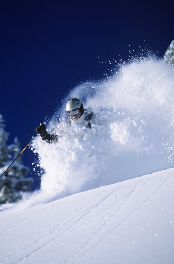 Young man skiing stock photo. Image of mountain, powder - 6077192