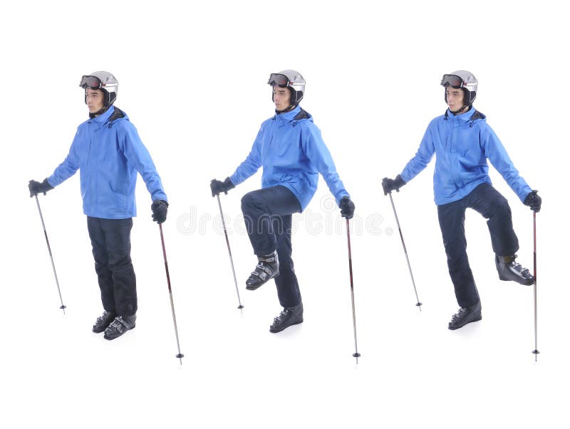Skier Demonstrate Warm Up Exercise for Skiing Stock Image - Image of ...