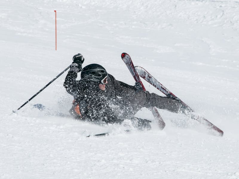 Skier Fall on the Ski Slope. Editorial Stock Image - Image of resort ...