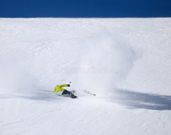 Skier Falling Down on Mountain Slope Stock Photo - Image of danger ...