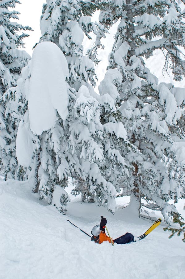 Skier fell in deep powder stock photo. Image of sport, storm - 380290