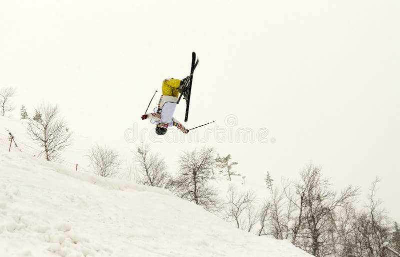 Skier flip in the air stock image. Image of cloudy, freestyle - 18892965