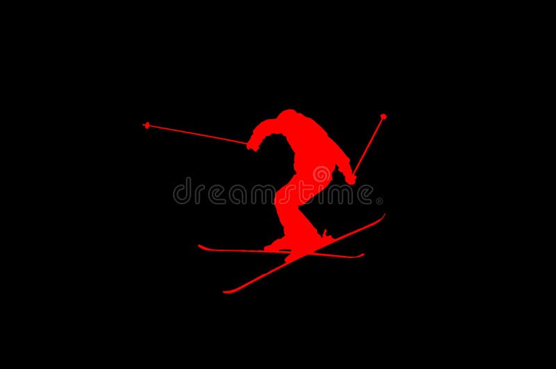 Skier jumping red on black stock image. Image of protect - 7949517