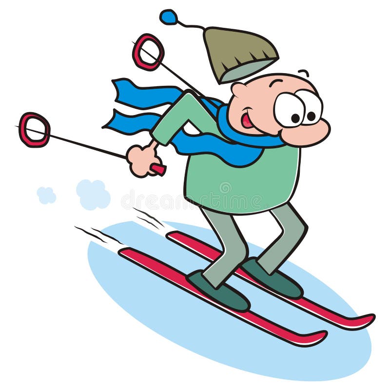 Skier, Man with Ski, Humor, Vector Illustration Stock Vector ...