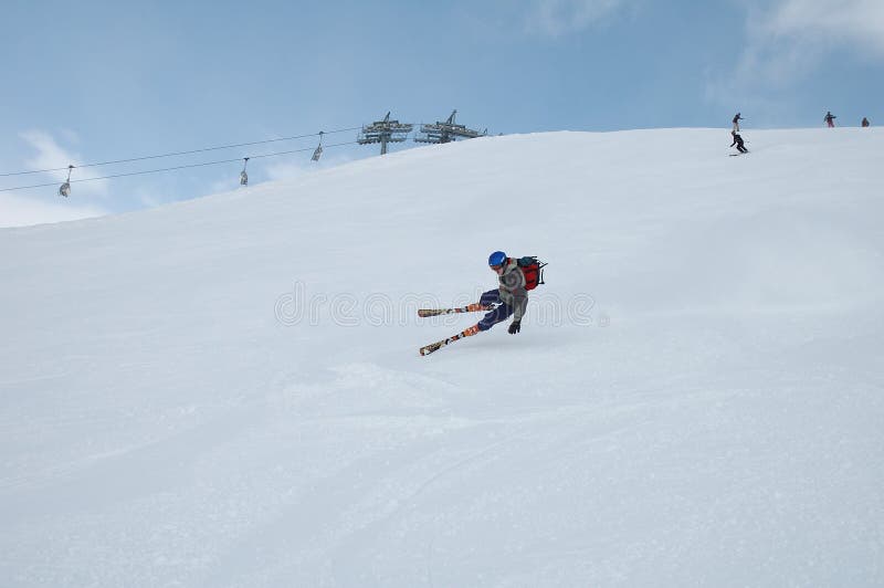 Skier s fall editorial stock photo. Image of mountains - 32403923