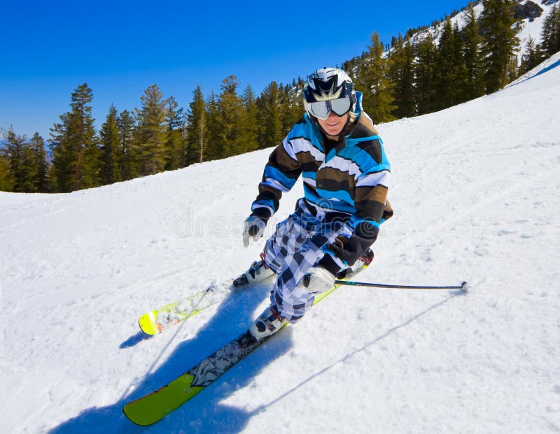 Skier on the Slop stock image. Image of outdoor, slide - 9372577