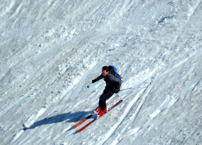 Skier on the slope stock image. Image of downhill, rocky - 3934105