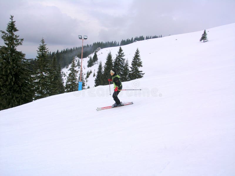 Skier on a slope stock image. Image of mountain, resort - 7493331