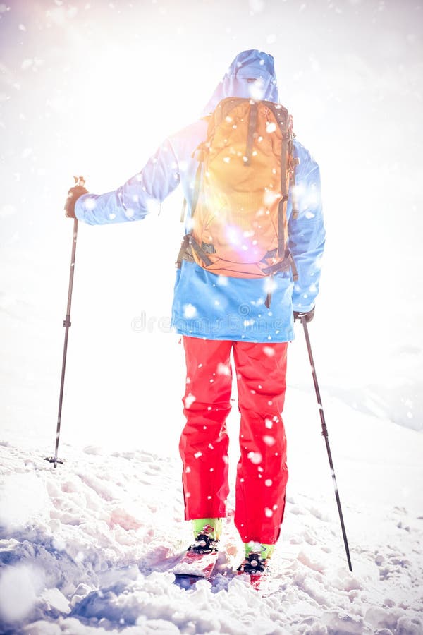 Skier Walking through Snow stock photo. Image of remote - 31837236