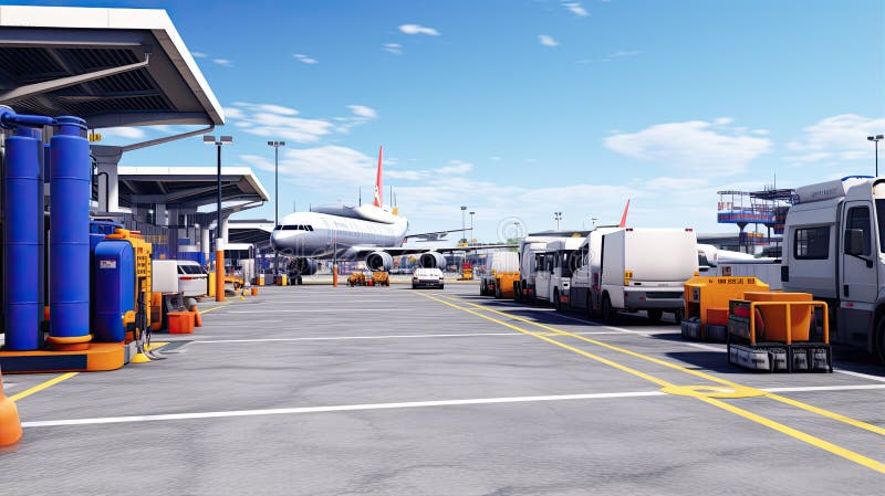 Skies Alive a Dynamic Airport Scene Stock Illustration - Illustration ...