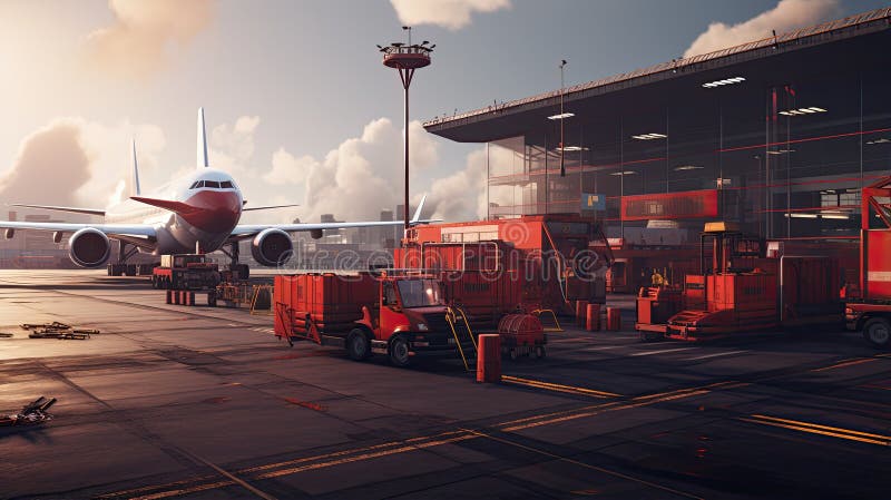 Skies Alive a Dynamic Airport Scene Stock Illustration - Illustration ...