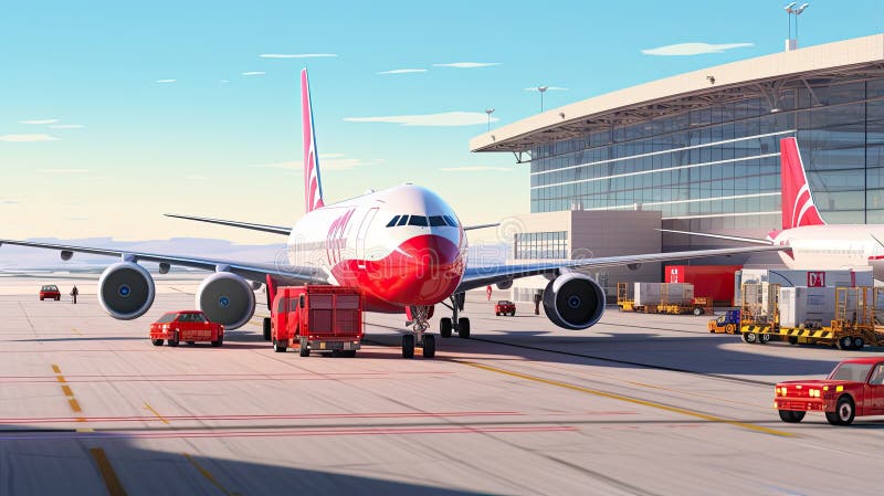 Skies Alive a Dynamic Airport Scene Stock Illustration - Illustration ...