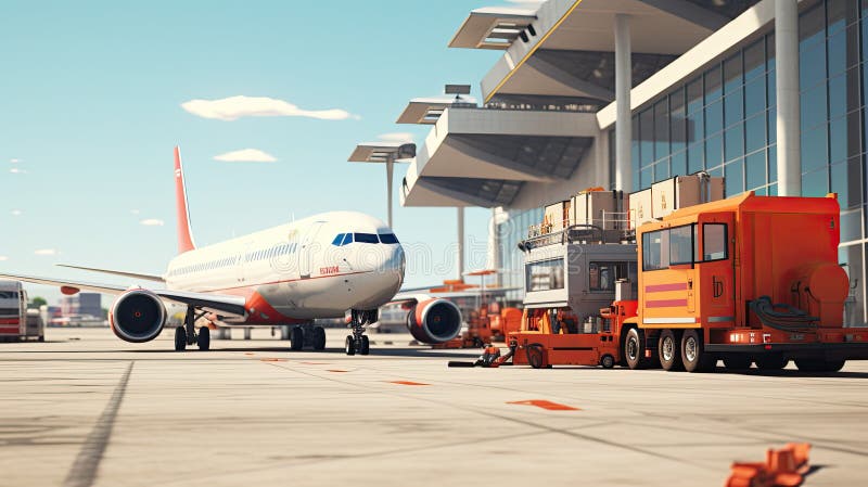Skies Alive a Dynamic Airport Scene Stock Illustration - Illustration ...
