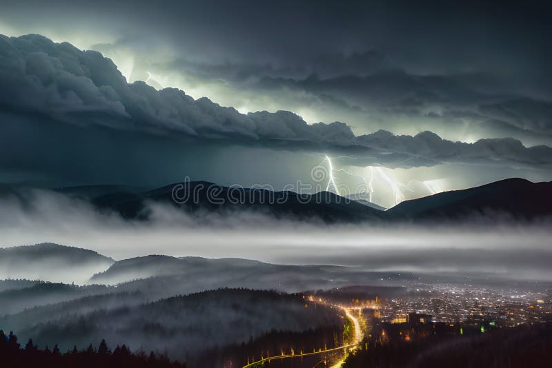 Skies on Fire stock illustration. Illustration of generative - 268059377