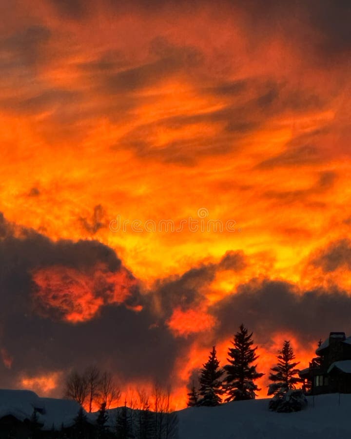 Skies on fire stock photo. Image of sunset, fire, skies - 290206618