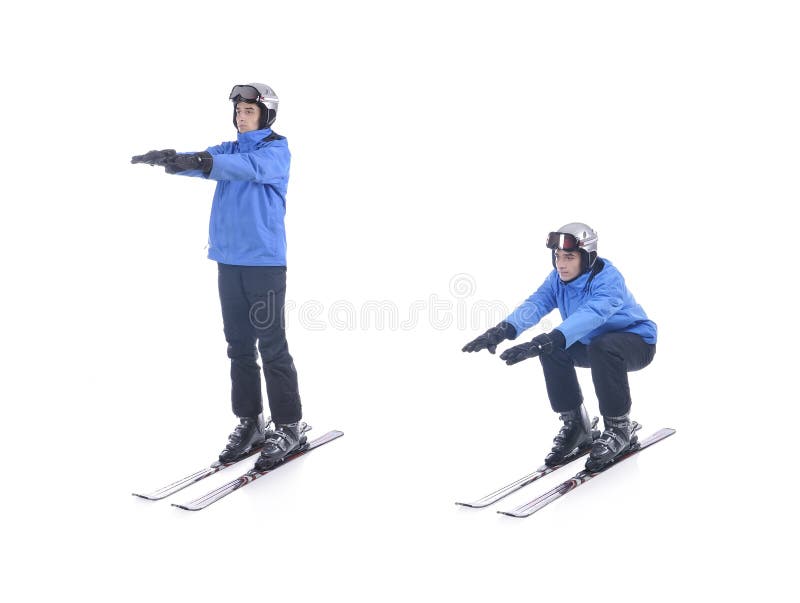 Skiier Demonstrate Warm Up Exercise for Skiing Stock Photo - Image of ...