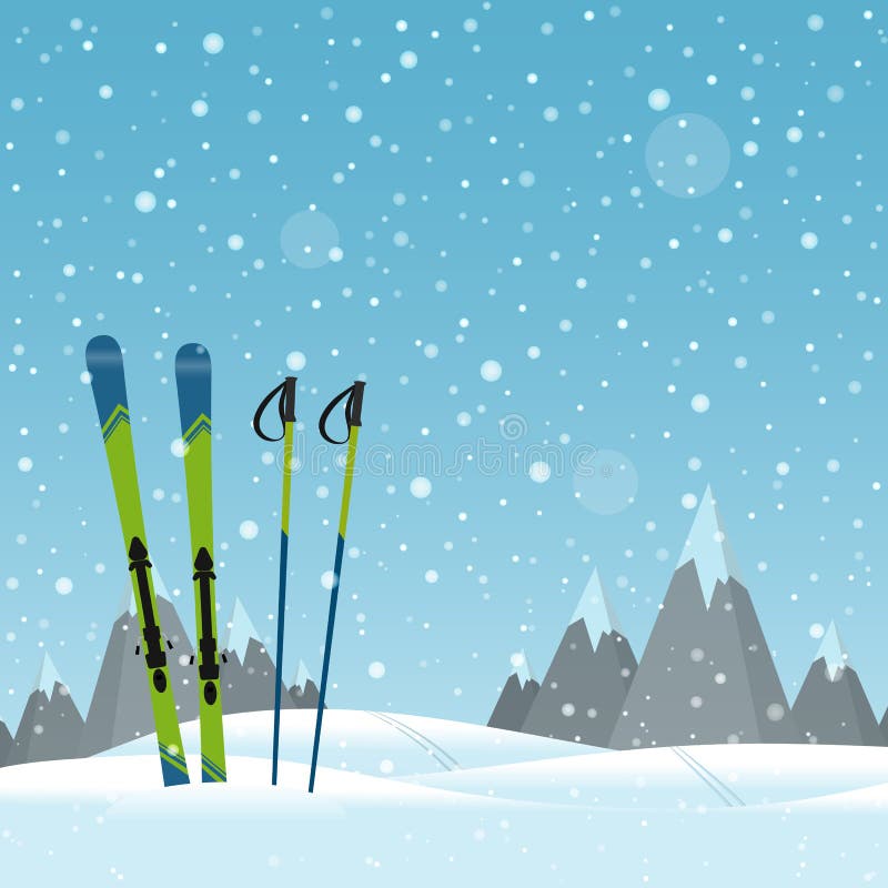 Skiing Against the Backdrop of Mountains Stock Vector - Illustration of ...