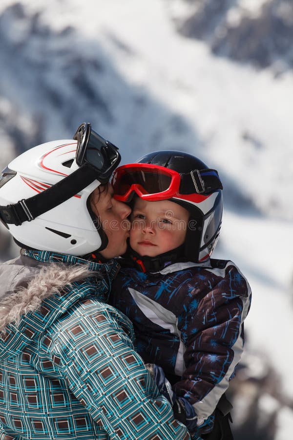 Skiing in the Alps. stock image. Image of smile, mountains - 69312545
